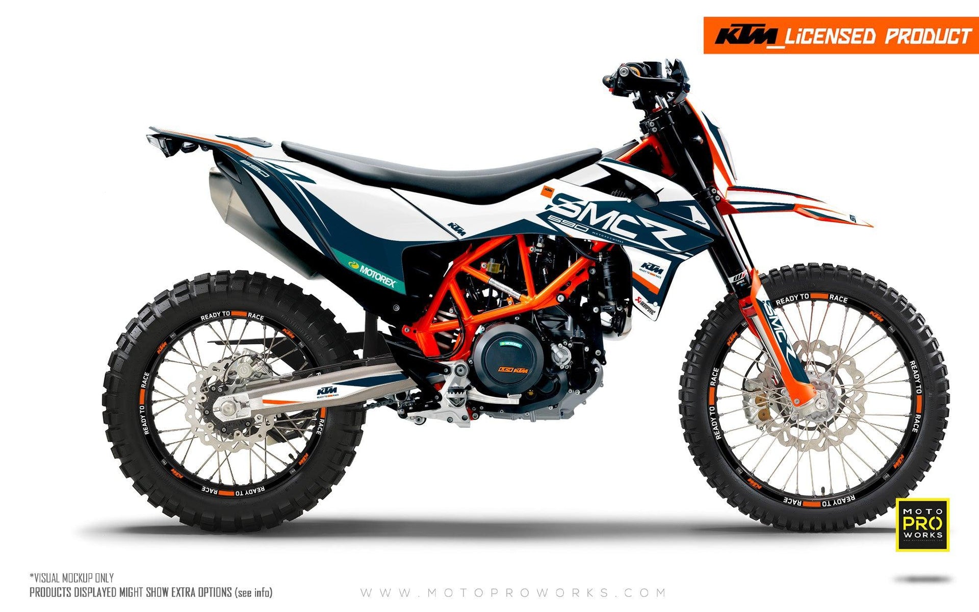KTM 690 Enduro GRAPHICS - "Racer" (Blue/White/Orange) – MotoProWorks