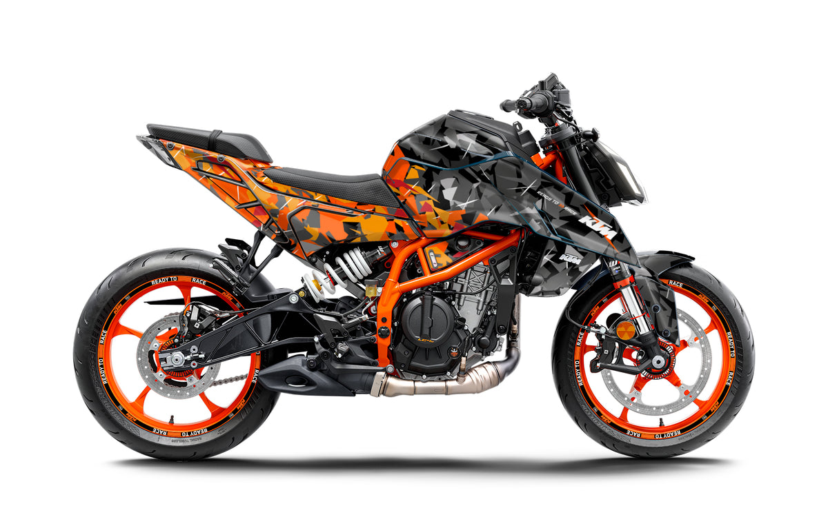 KTM 390 Duke GRAPHICS - "Flake" (Black/Orange) – MotoProWorks