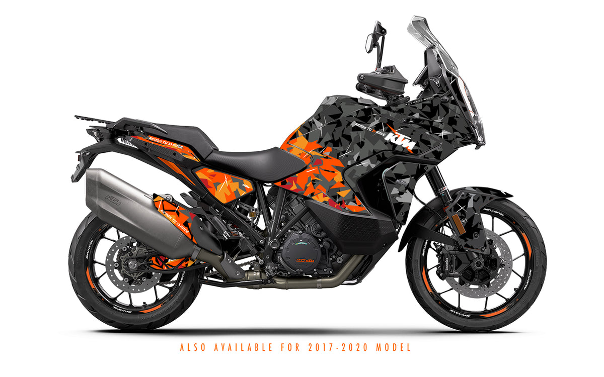 KTM 1290 Super Adventure GRAPHICS - “Flake” (Black/Orange) – MotoProWorks