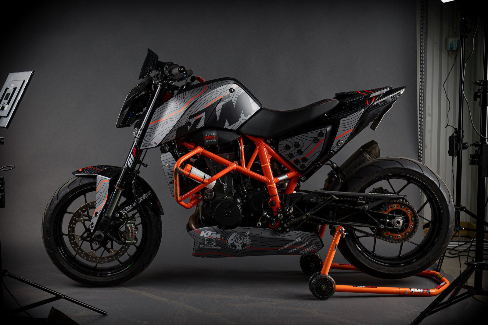 KTM 690 Duke GRAPHICS - "Topography" (Grey/Orange) – MotoProWorks