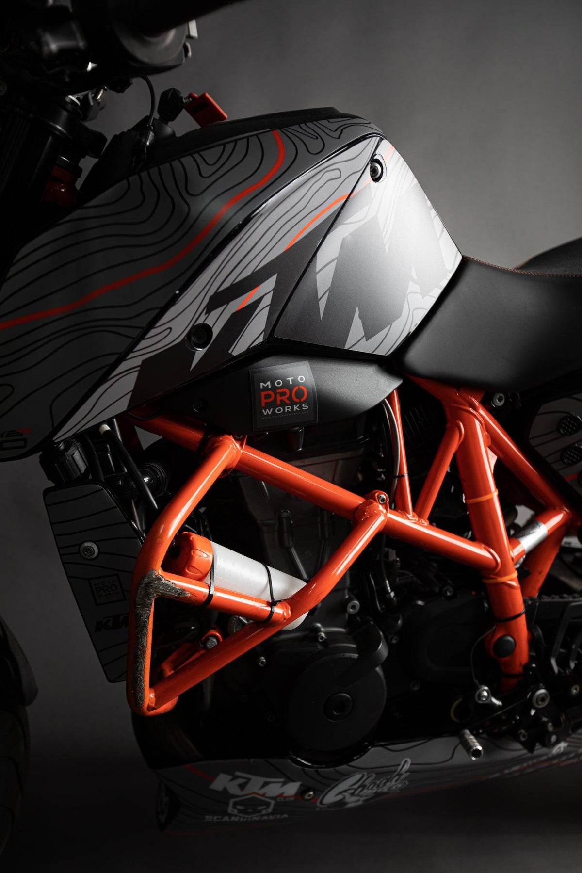 KTM 690 Duke GRAPHICS - "Topography" (Grey/Orange) – MotoProWorks