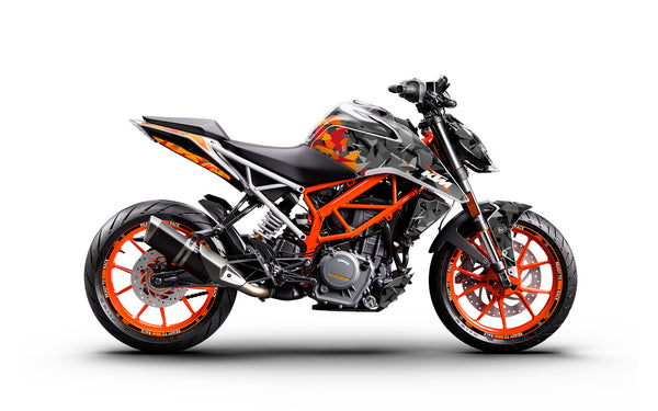 KTM 390 Duke 2011 - 2023 GRAPHICS - "Flake" (Black/Orange) – MotoProWorks