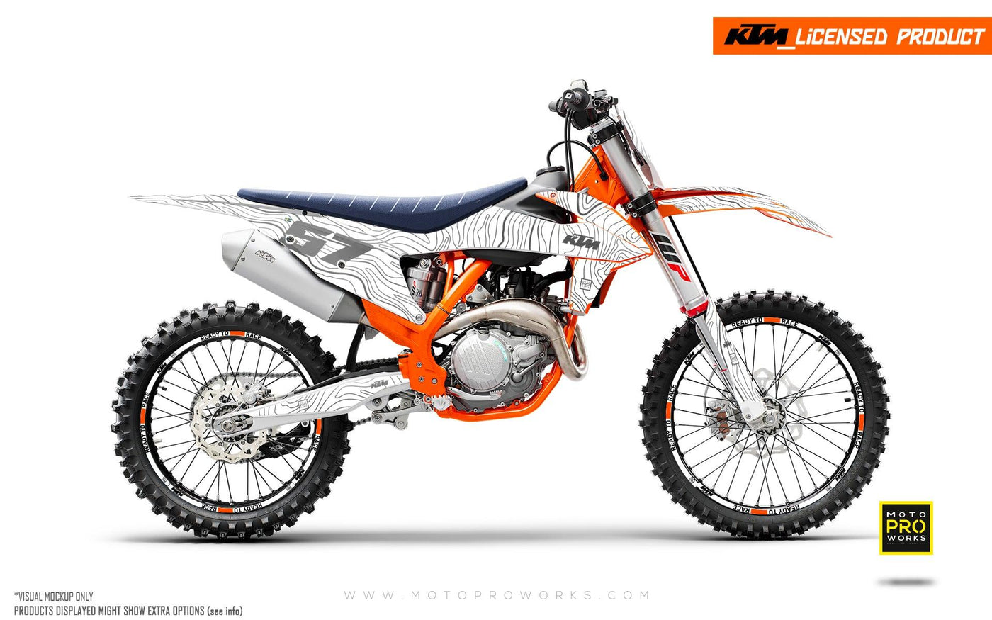 KTM XC / XC-F / XC-W GRAPHICS - "Topography" (White) – MotoProWorks