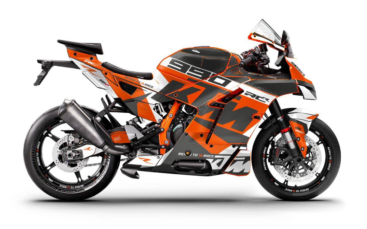 KTM 990 RC R Graphics – Torque White-Orange | By MotoProWorks