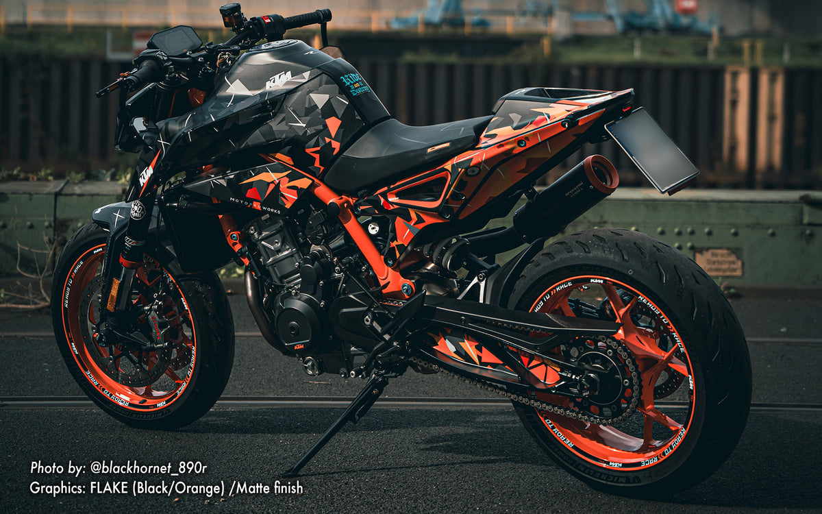 KTM 790/890 Duke GRAPHICS - "Flake" (Black/Orange) – MotoProWorks