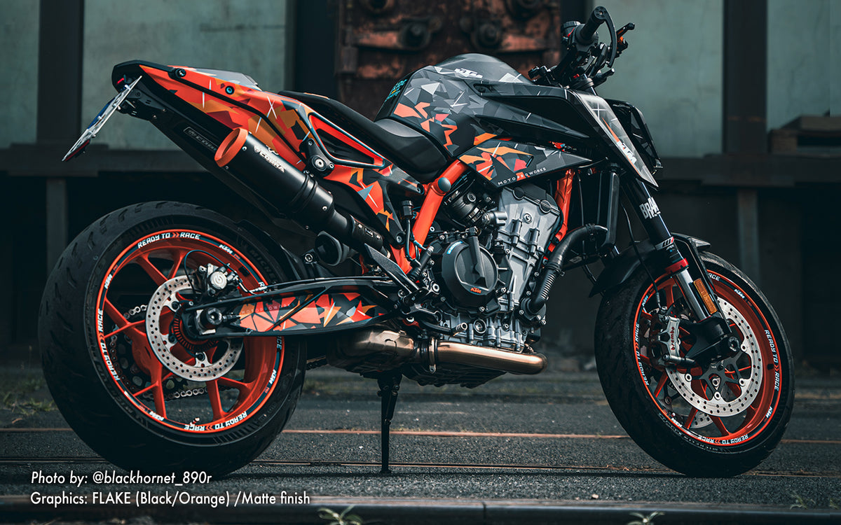 KTM 790/890 Duke GRAPHICS - "Flake" (Black/Orange) – MotoProWorks