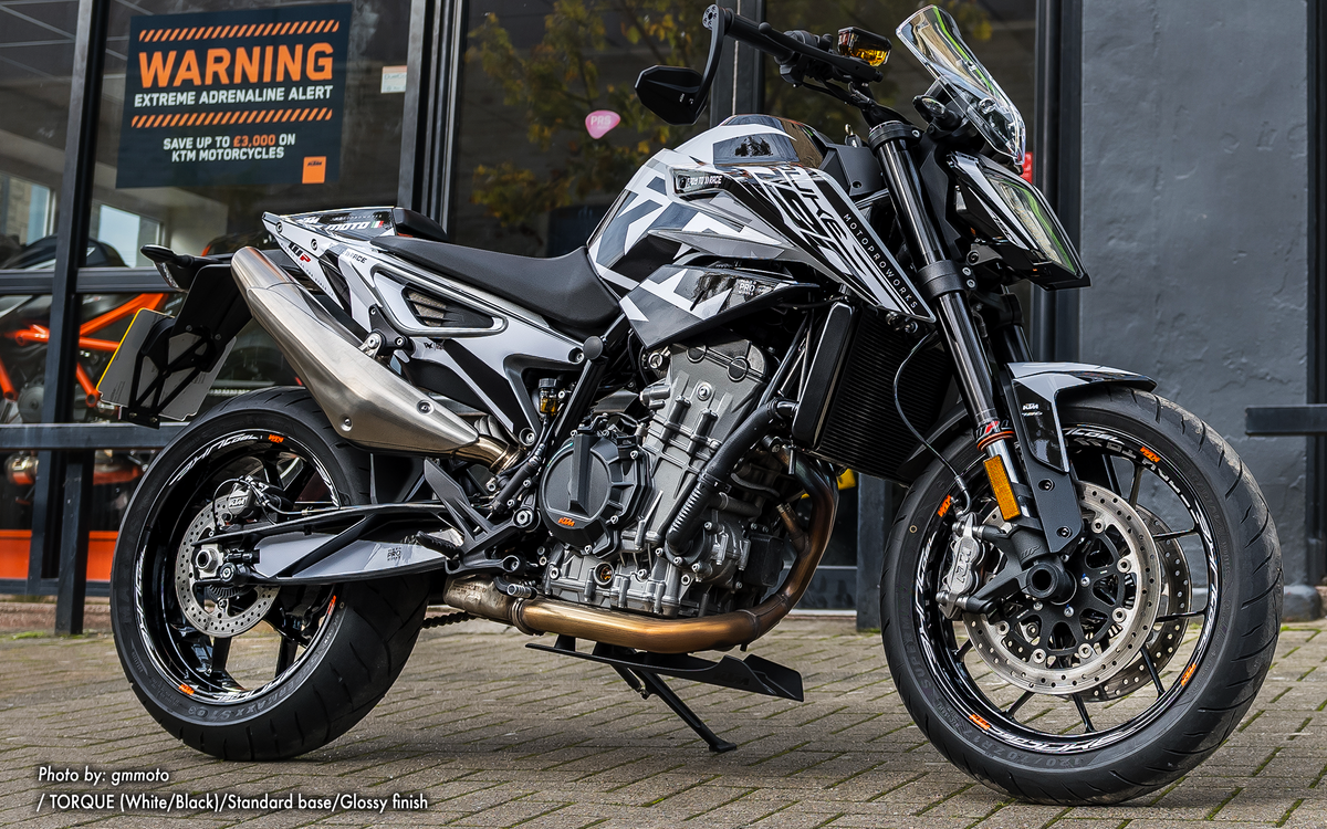 KTM 890 Duke R GRAPHICS - "Torque" (White/Black) – MotoProWorks